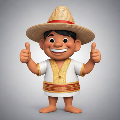 Cheerful Filipino Cartoon Character in Traditional Barong Tagalog
