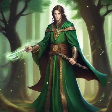 Captivating Image: High Elf Wizard in a Magical Forest