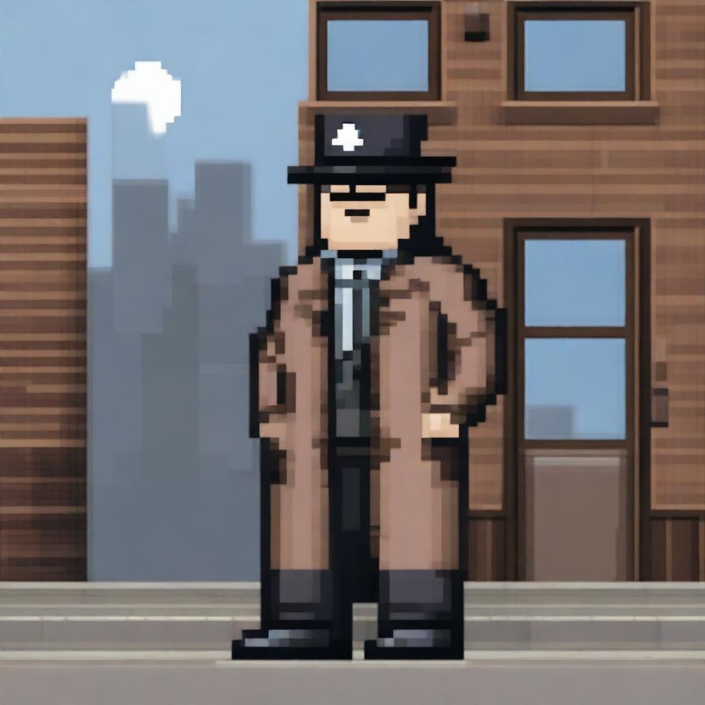Pixel Art Police Detective Character