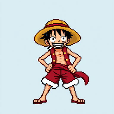 Pixel Art of Monkey D. Luffy from One Piece | 32x32 Resolution with ...
