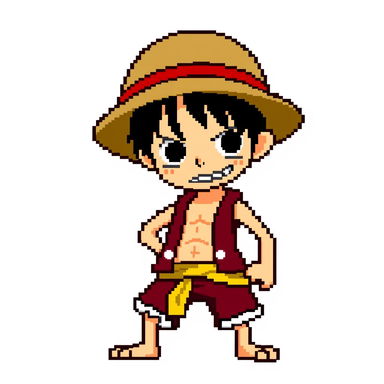 Pixel Art of Monkey D. Luffy from One Piece | 32x32 Resolution with ...