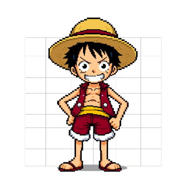 Pixel Art of Monkey D. Luffy from One Piece | 32x32 Resolution with ...