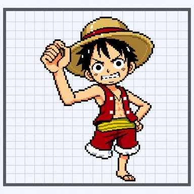 Pixel Art of Monkey D. Luffy from One Piece | 32x32 Resolution with ...