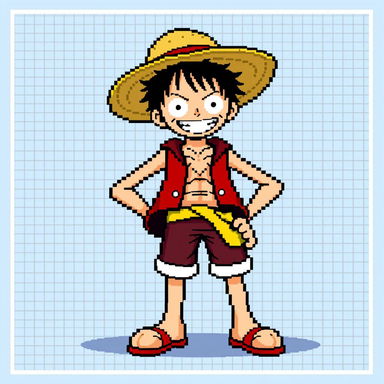 Pixel Art of Monkey D. Luffy from One Piece | 32x32 Resolution with ...