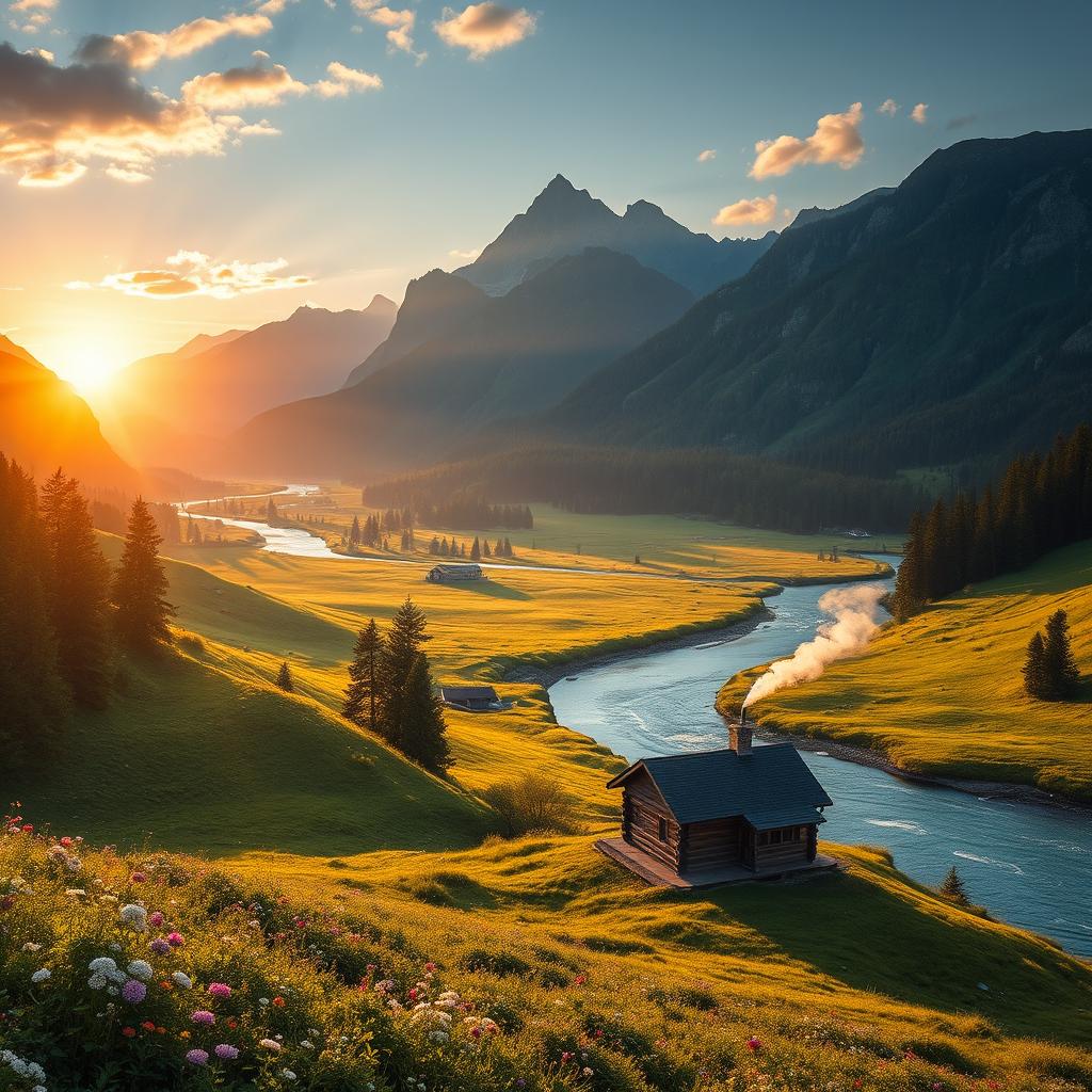 Escape to Serenity: Lush Valley at Sunset