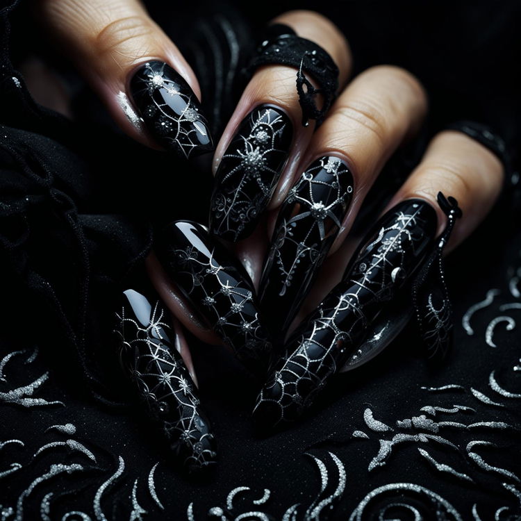 Ethereal Elegance Gothic Nail Art