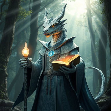 Majestic Silver Dragonborn Wizard in Enchanted Forest | Idyllic