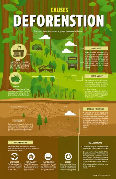 Infographic on Deforestation: Causes, Effects, and Rescue Efforts