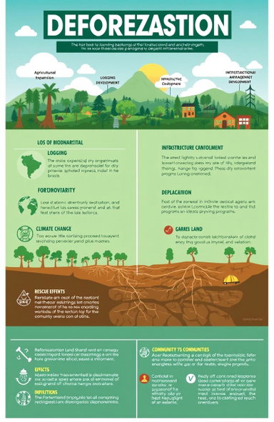 Infographic on Deforestation: Causes, Effects, and Rescue Efforts