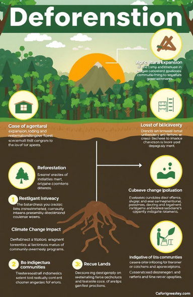 Infographic on Deforestation: Causes, Effects, and Rescue Efforts
