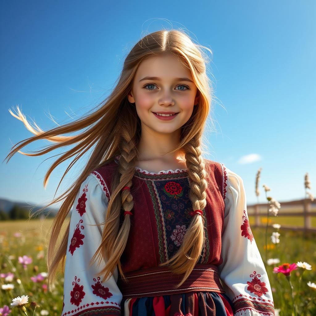 Enchanting Slavic Beauty in Traditional Folk Costume