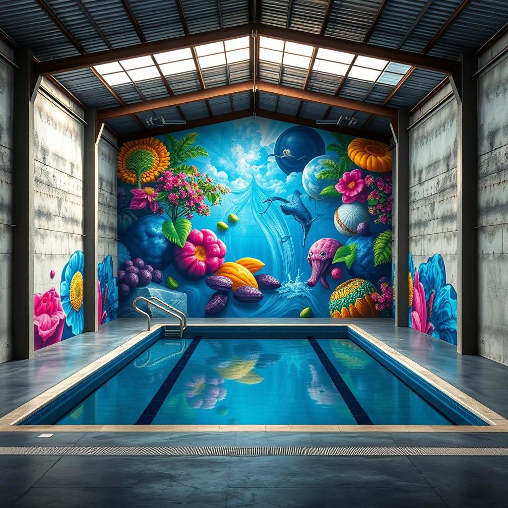 Transform Your Space: Vibrant 3D Mural for Indoor Pools