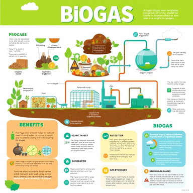 Engaging Biogas Educational Poster: Process, Benefits & Infographics