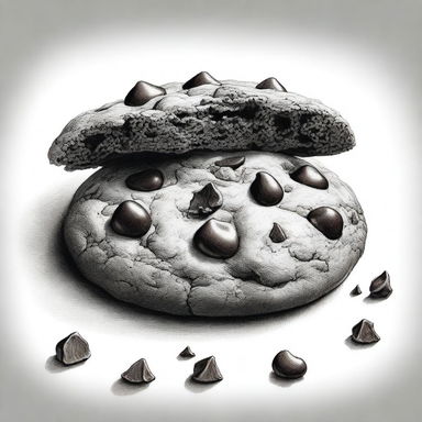 Realistic Cartoon Chocolate Chip Cookie