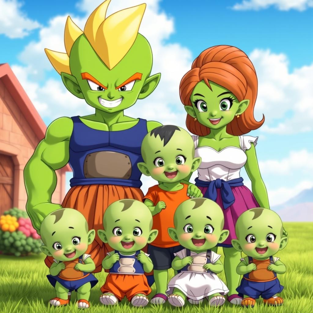 Vibrant Family Portrait: Piccolo & His Latina Namekian Girlfriend
