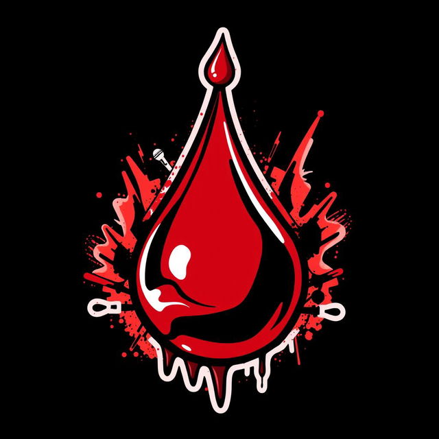 Stylized Blood Drop Logo in Pixel Art