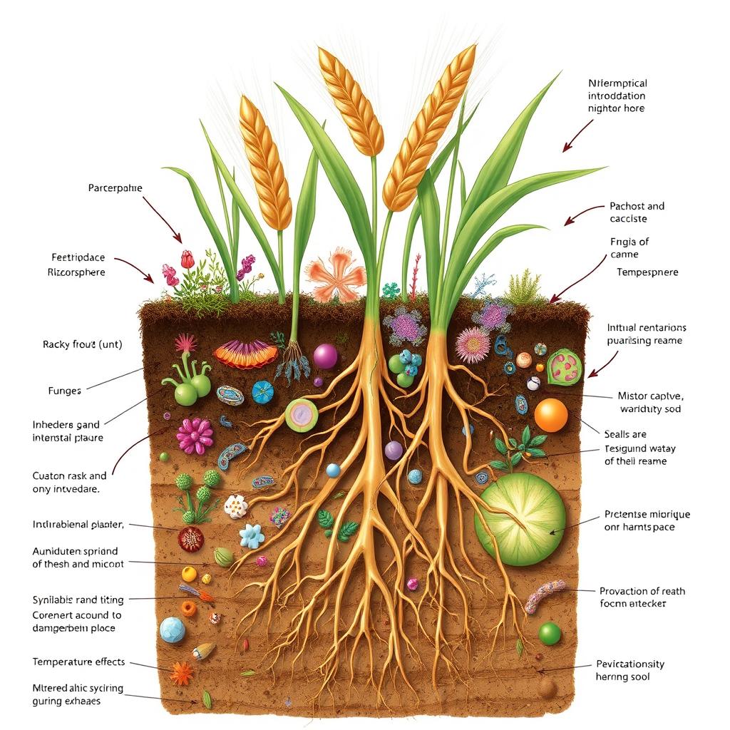 Explore the Rhizosphere: Wheat Plant Microbiome Illustration