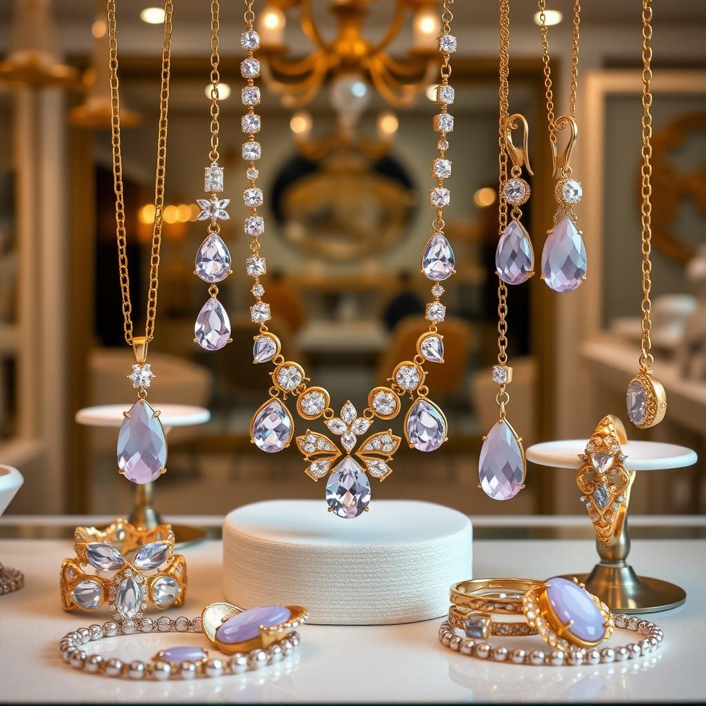 Elegant Jewelry Display: Classic Design Meets Lavish Hues