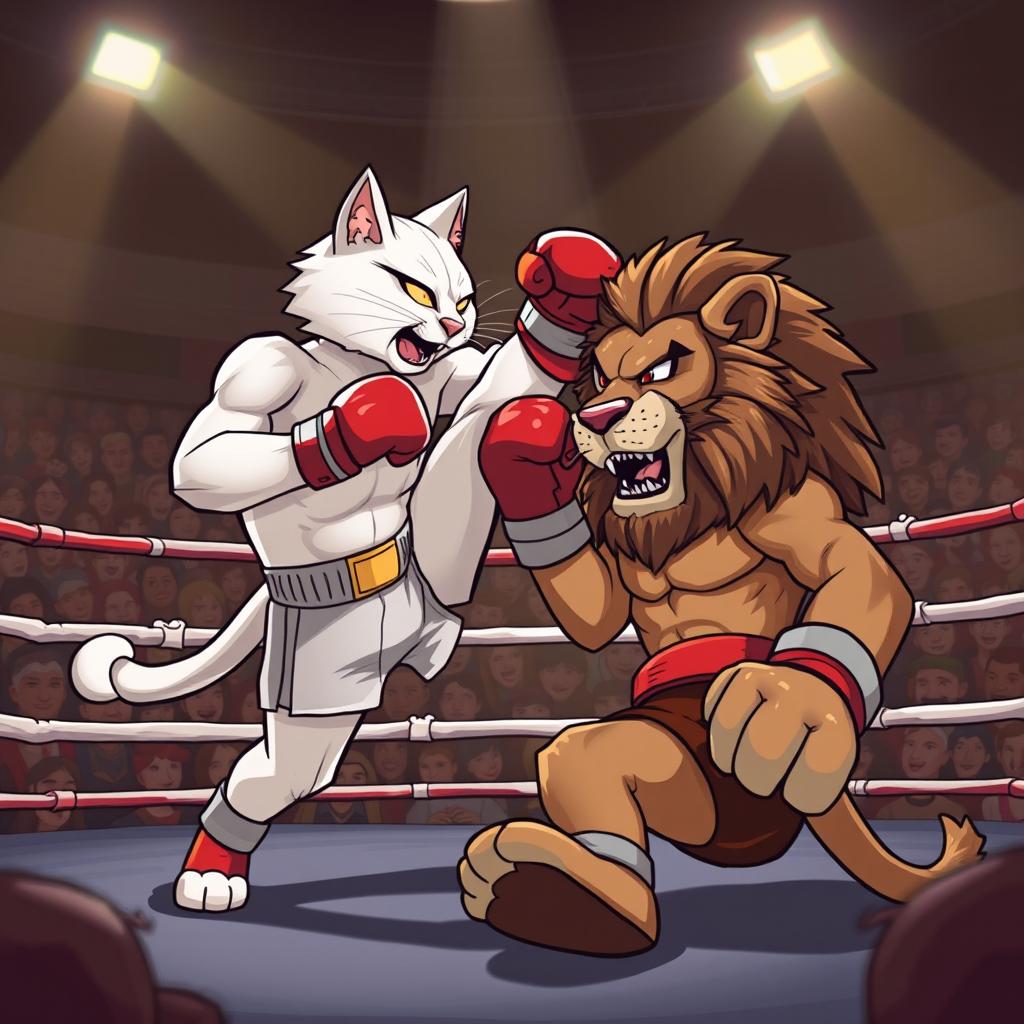 Epic Boxing Cat vs Lion Showdown