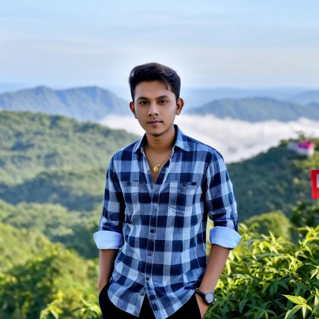 Professional Passport Photo of a Young Man in Nature