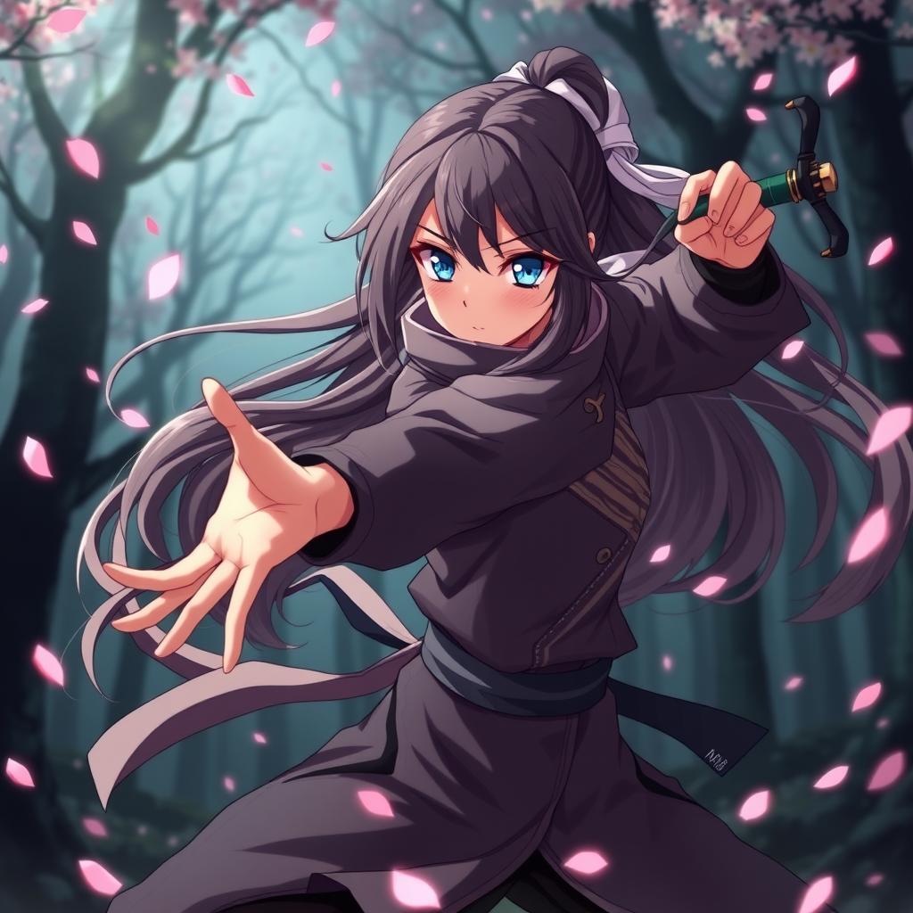 Dynamic Anime Ninja Girl in Zenitsu Pose