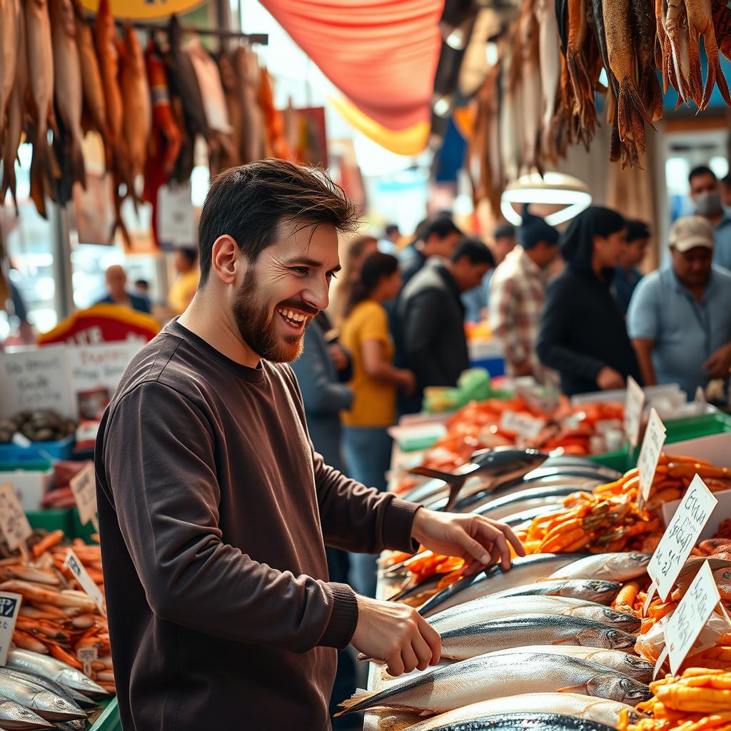 Messi's Seafood Adventure: Shopping at the Fish Market