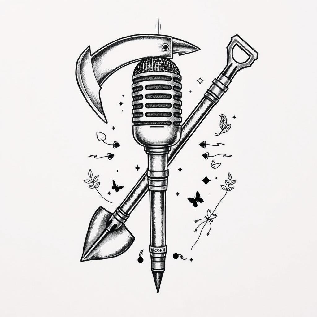 Fusion of Expression: Mic, Pickaxe & Shovel Tattoo