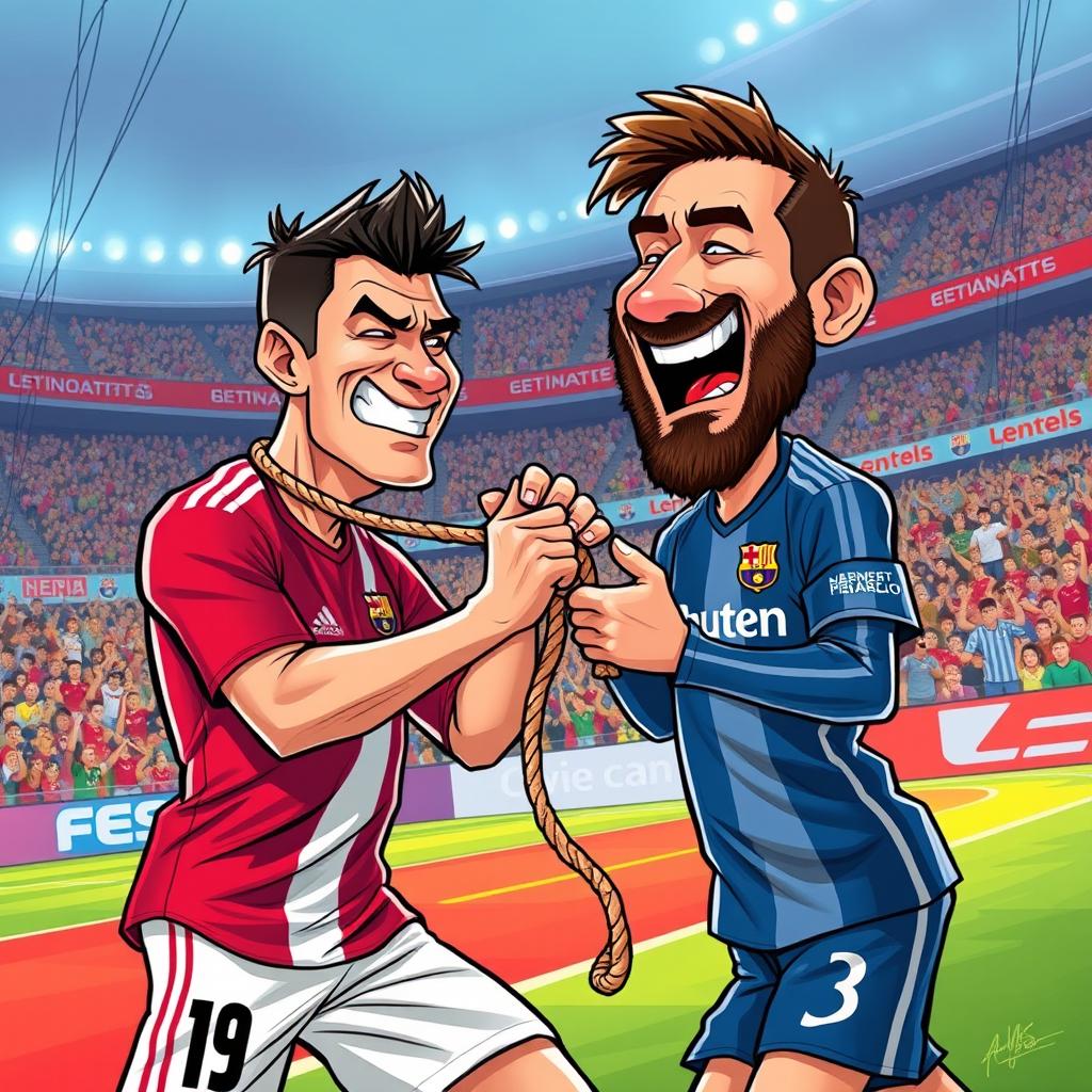 Epic Showdown: Ronaldo vs Messi in a Cartoon Twist