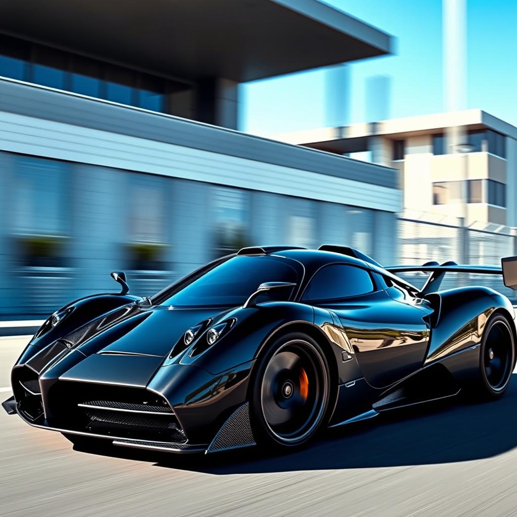 Stunning Pagani Huayra: Sleek Black with Dark Blue Accents