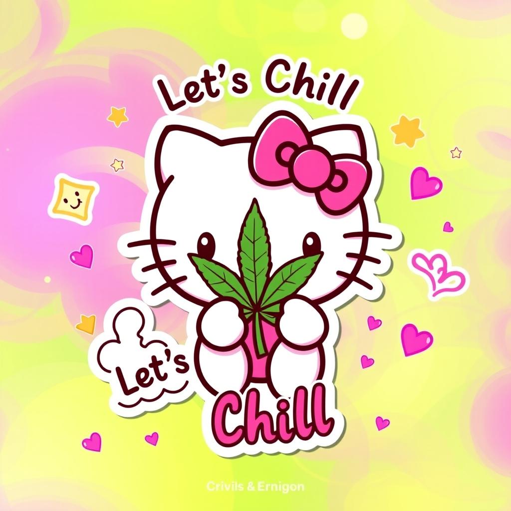Get High on Cuteness: Hello Kitty Cannabis Sticker