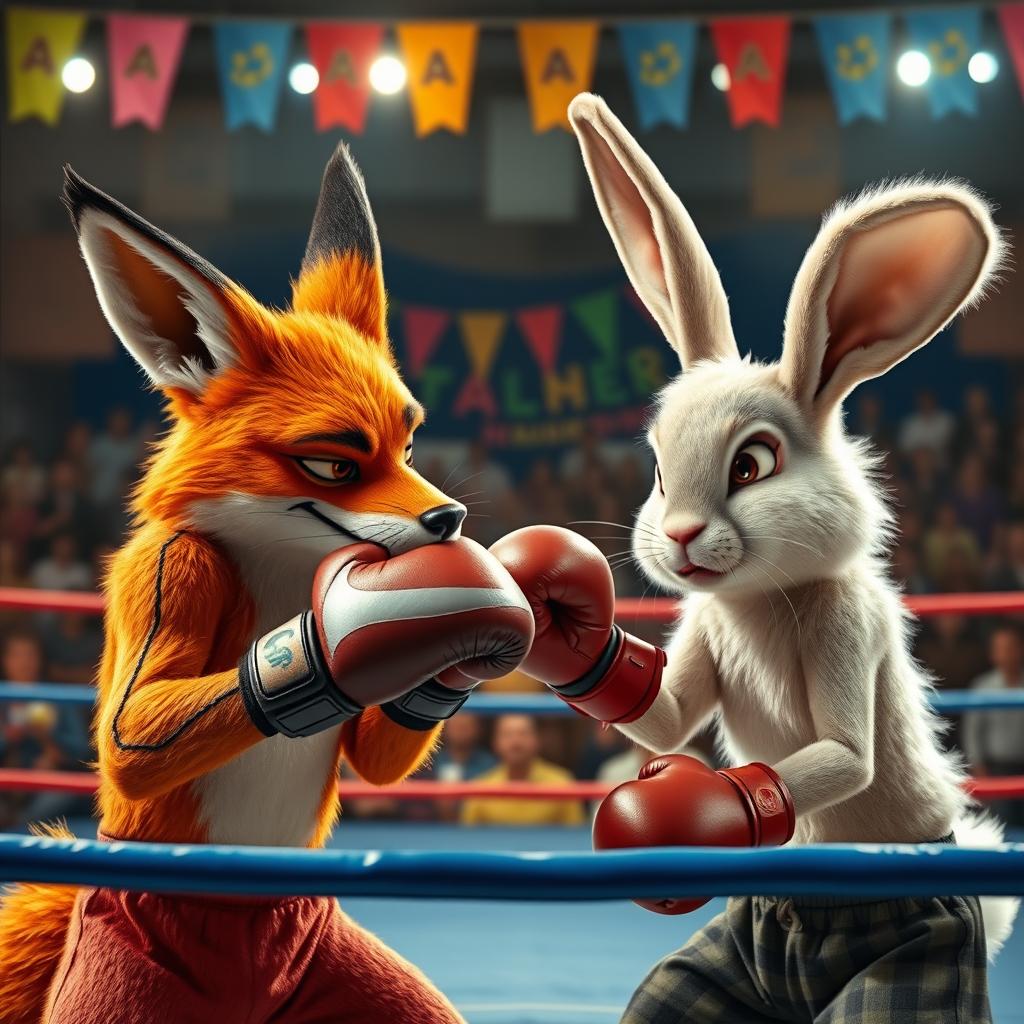 Epic Showdown: Fox vs Rabbit Boxing Match