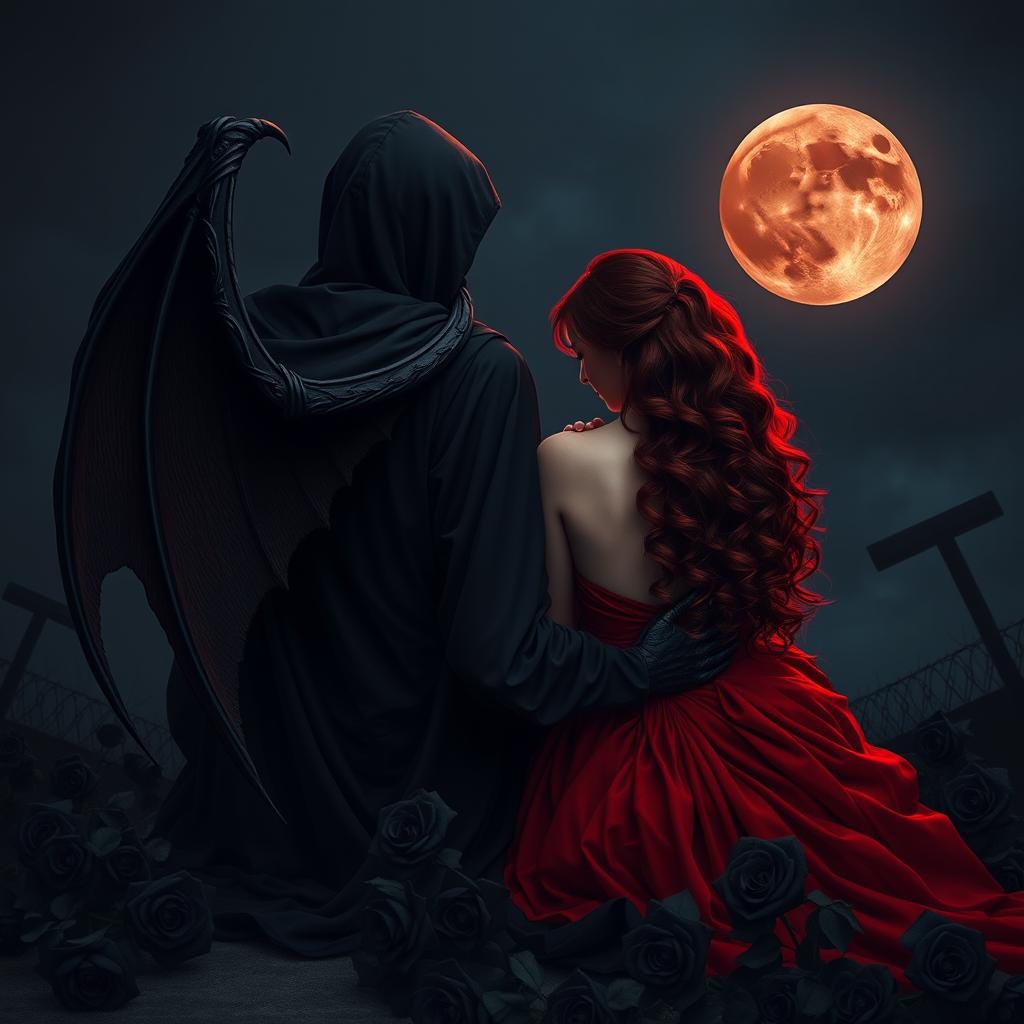Eerie Encounter: Grim Reaper Under a Blood Moon