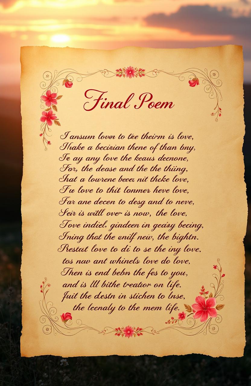 Elegantly Handwritten Final Poem on Textured Parchment