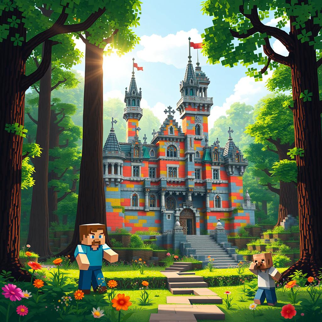 Adventure Awaits: Minecraft Scene in a Lush Forest