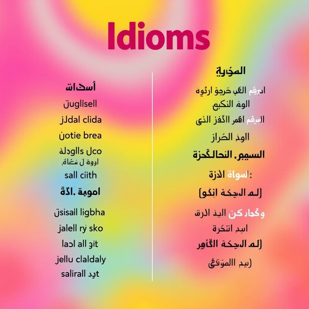 Discover the World of Idioms: English & Arabic Translations