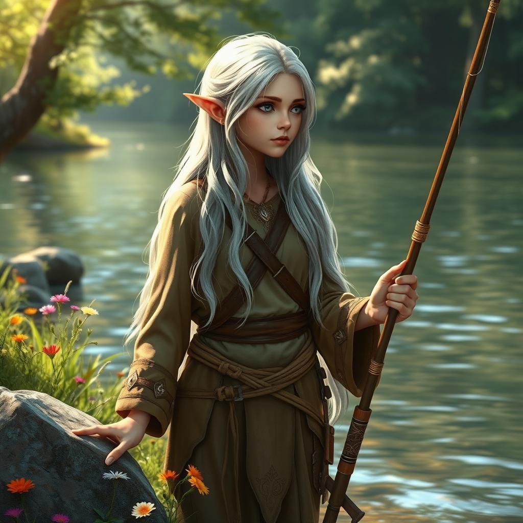 Enchanting Elven Fisher by the Tranquil River