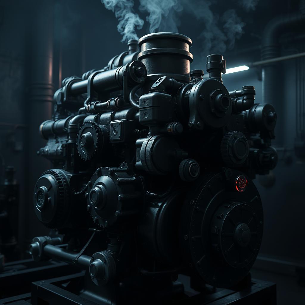 Intricate Dark Mechanical Engine Design