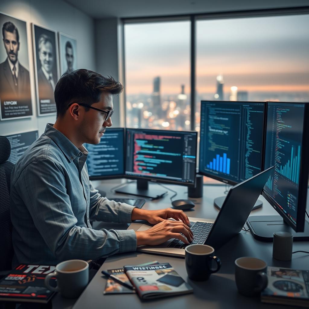 Master The Code Focused Programmer At Modern Workstation