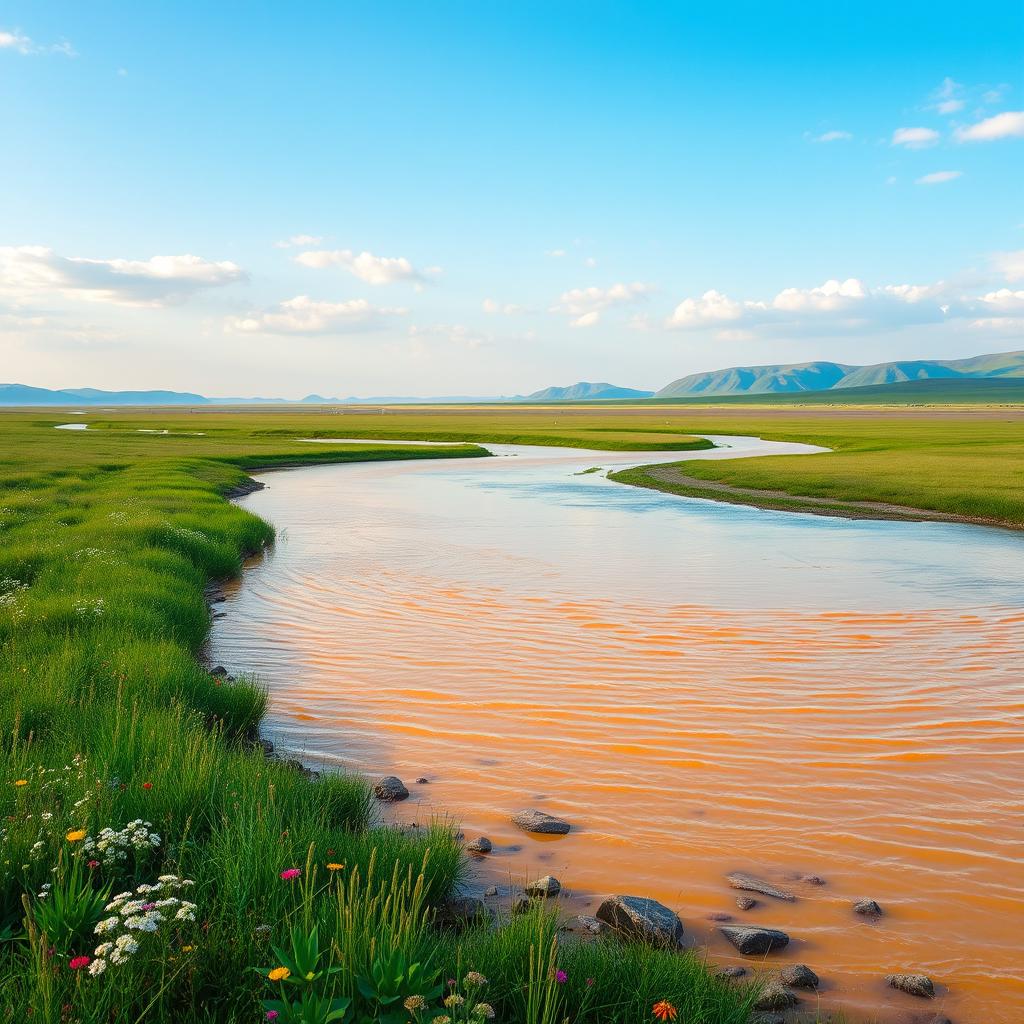 Golden Serenity: Tranquil River Landscape
