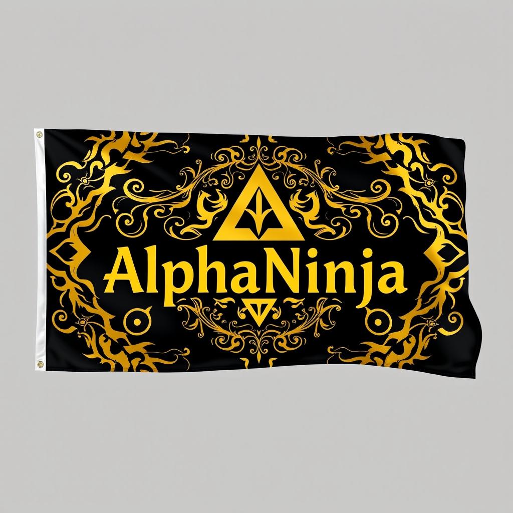 Elegant Flag Design: Black & Gold Vector Art