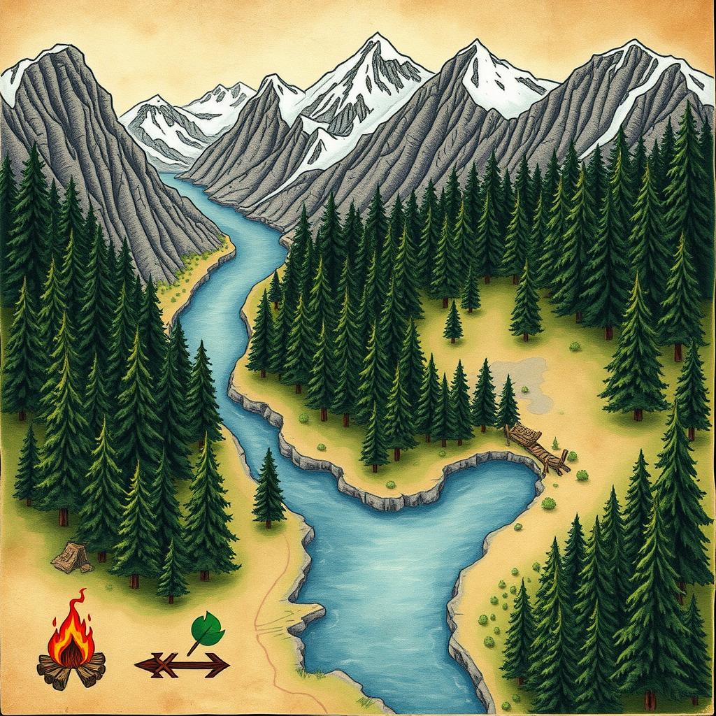 Unveil the Enchantment of Nature: Hand-Drawn Forest Map