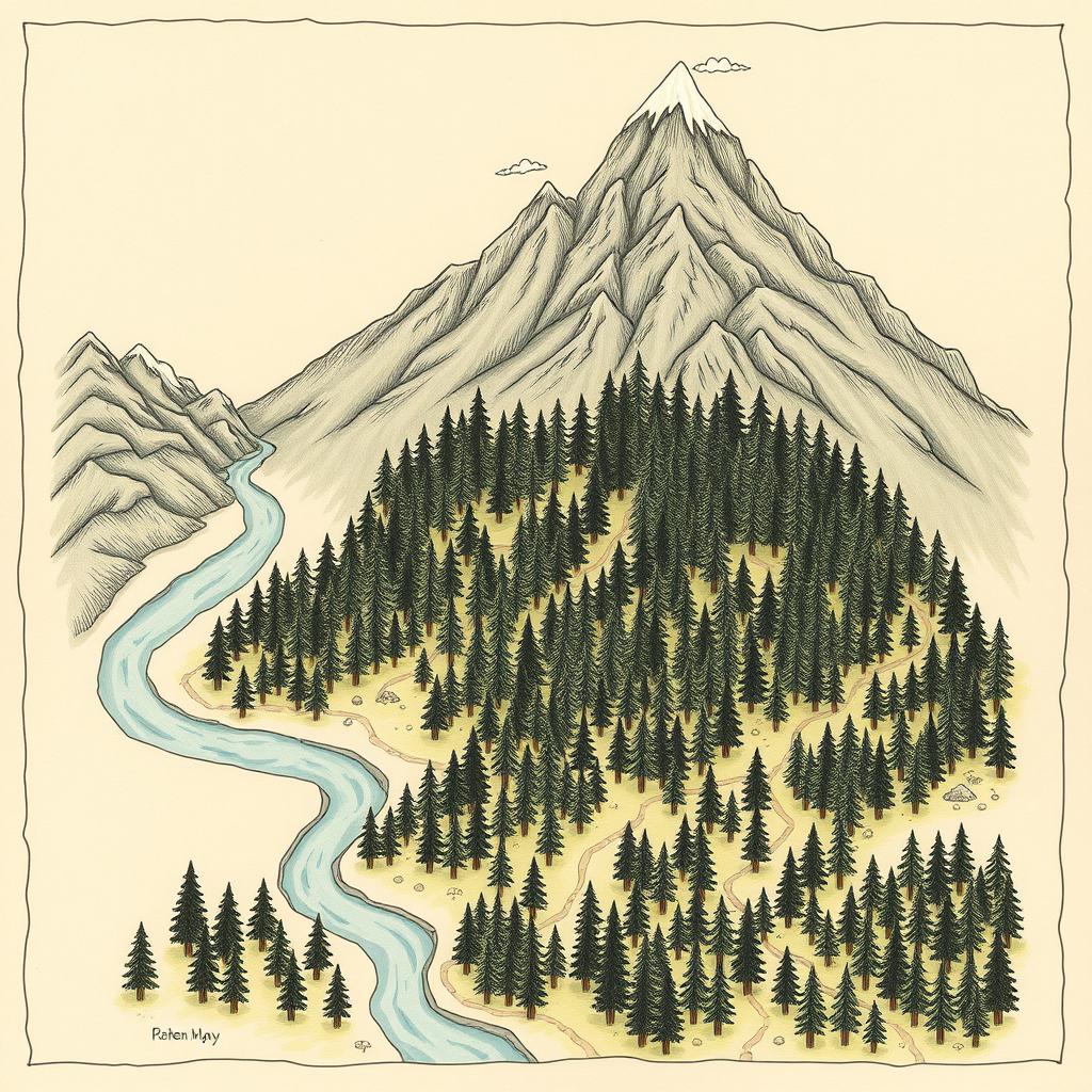 Discover the Enchanted Forest: A Hand-Drawn Adventure Map