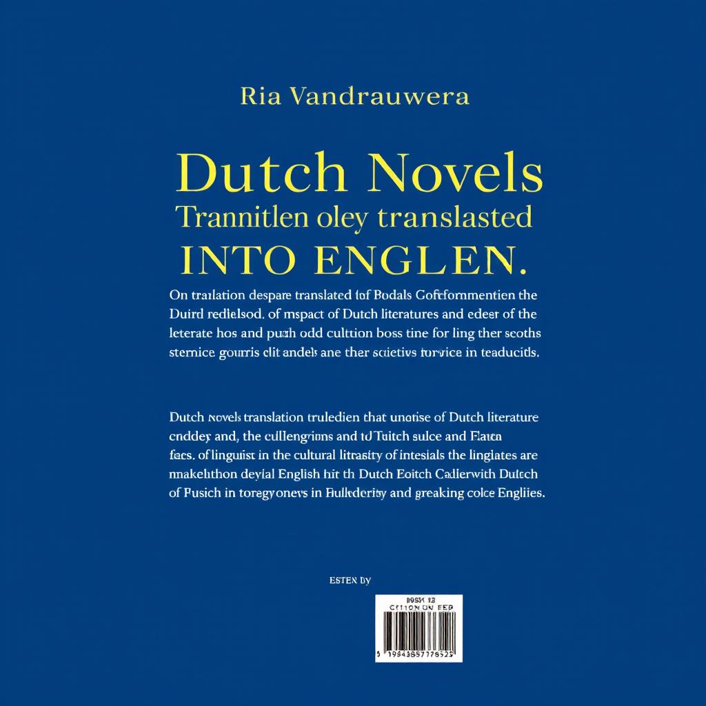 Elegant Back Cover Design for 'Dutch Novels Translated into English' by ...