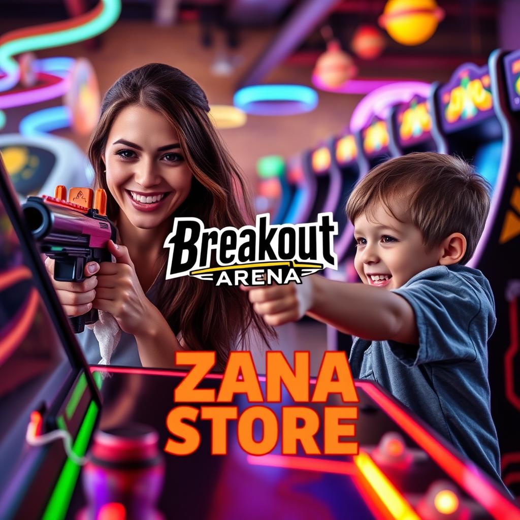 Joyful Moments: Mother and Child in Arcade Bliss