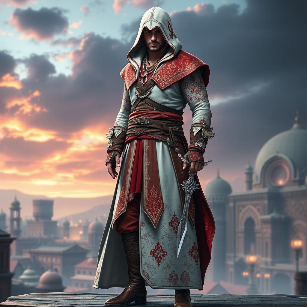 Epic Persian Assassin in Red & White | Unleash Your Imagination