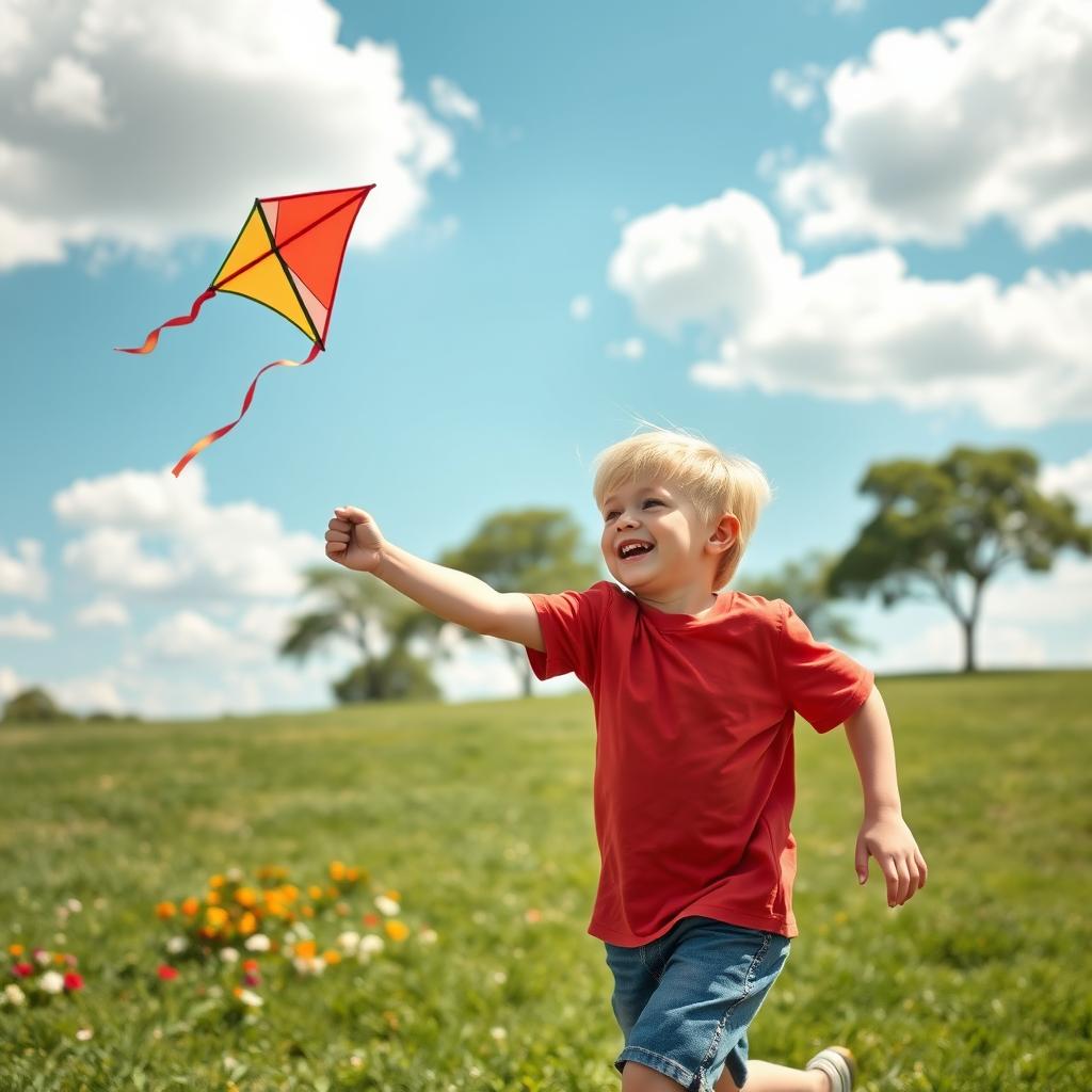 Catch the Breeze: A Joyful Boy Flying His Kite
