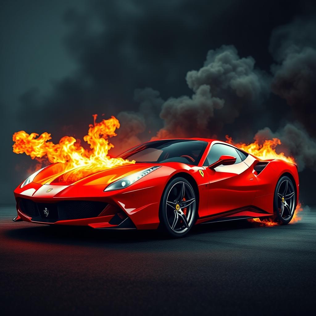 Inferno on Wheels: Fiery Red Ferrari