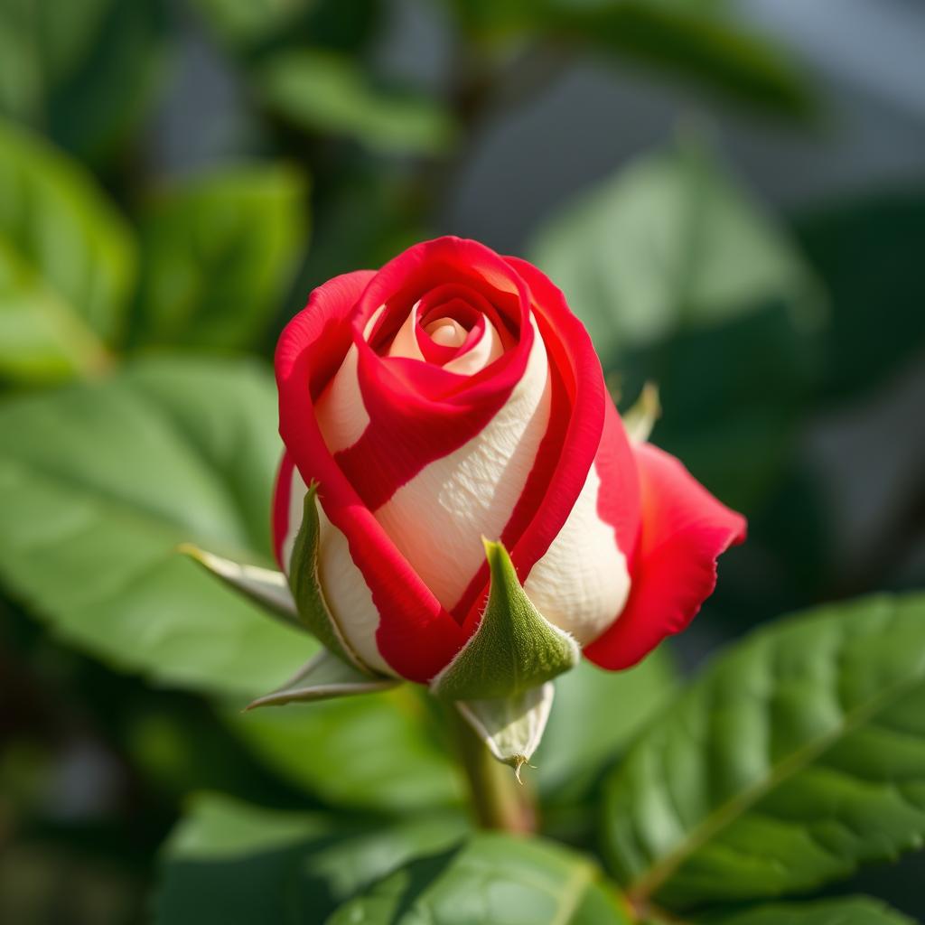 Unfurling Beauty: Bicolor Rose Bud