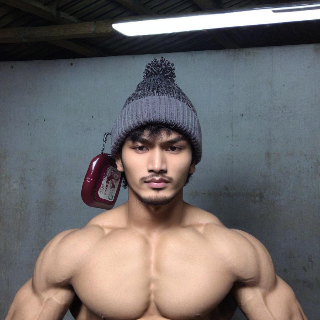 Confident Young Man with Defined Abs - AI-Generated Images