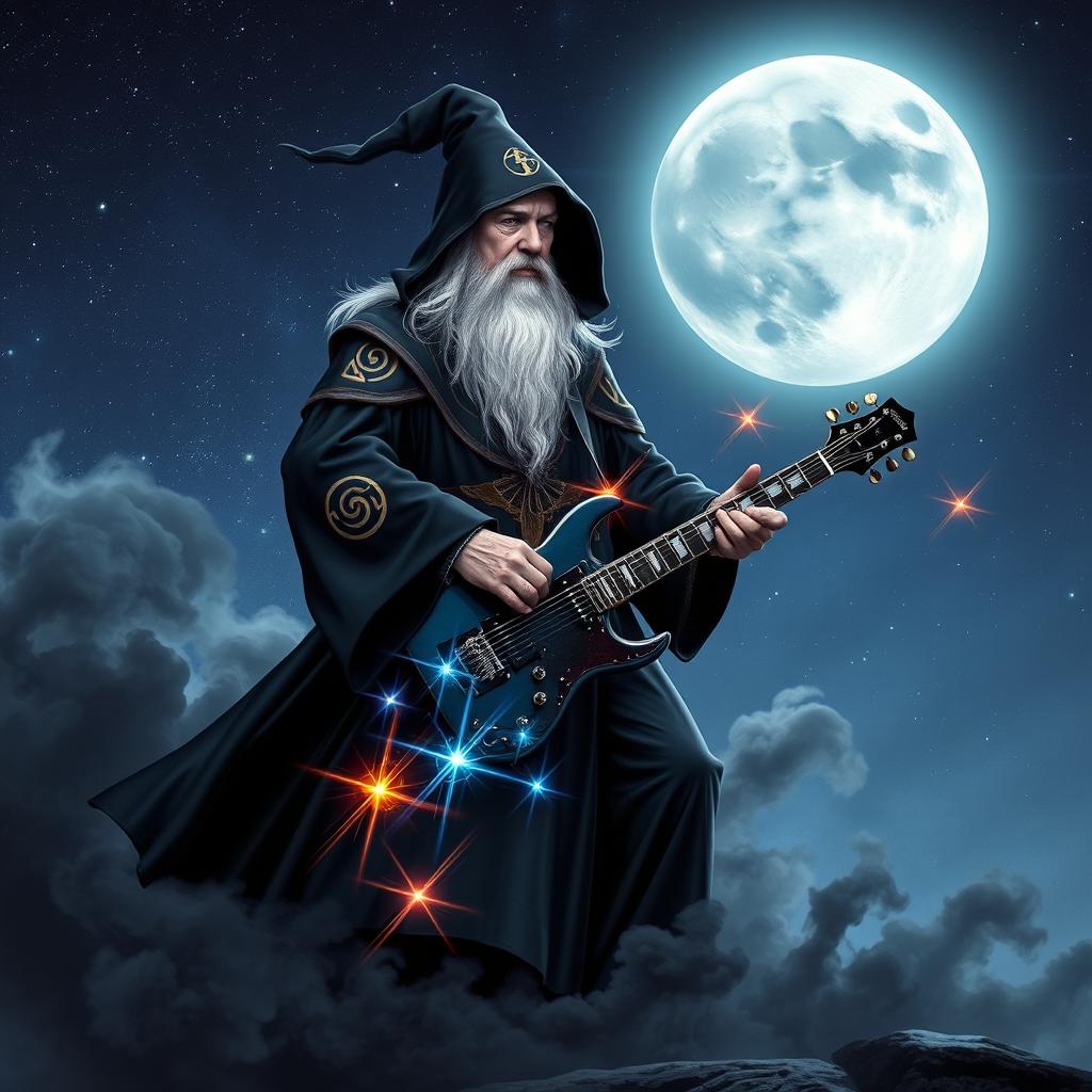 Rock the Magic: Wizard with Electric Guitar